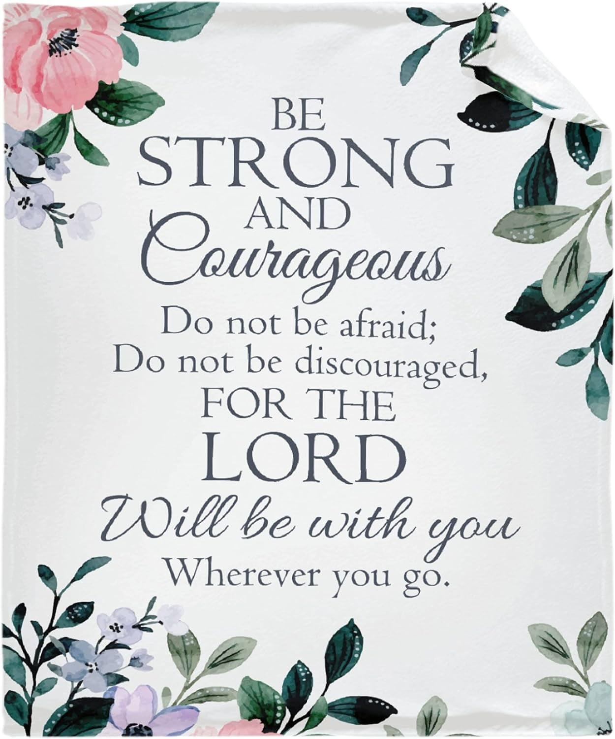 Prayer Blanket Throw with Scripture Bible Verse- Be Strong and Courageous Joshua 1:9, Religious ...
