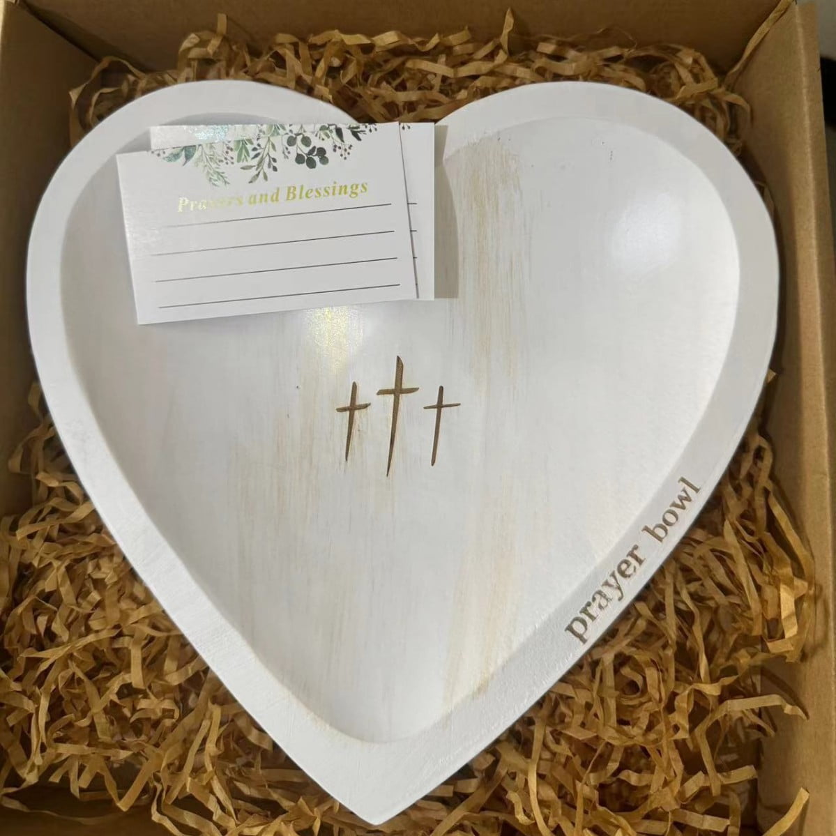 Prayer Bowl with Cards, Heart Prayer Bowl Wooden, Christian Gifts for ...