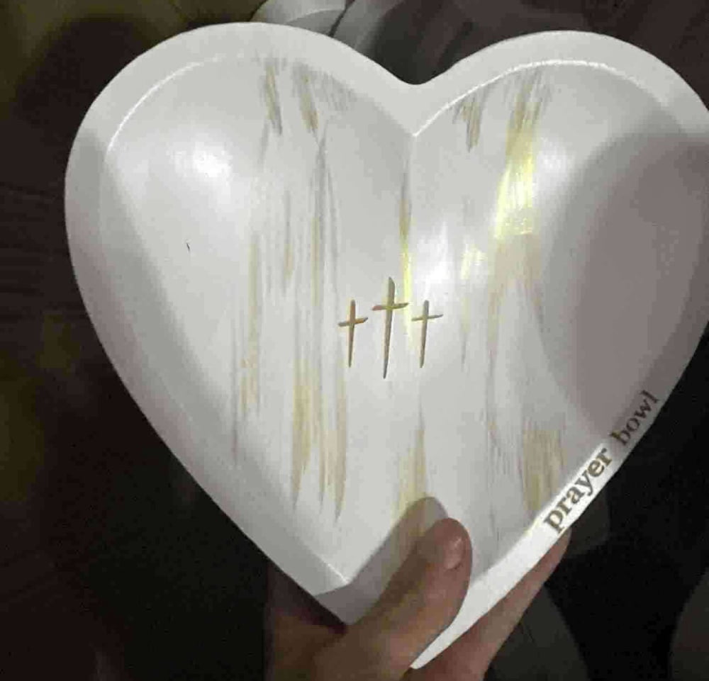 Prayer Bowl with Cards, Heart Prayer Bowl Wooden, Christian Gifts for ...
