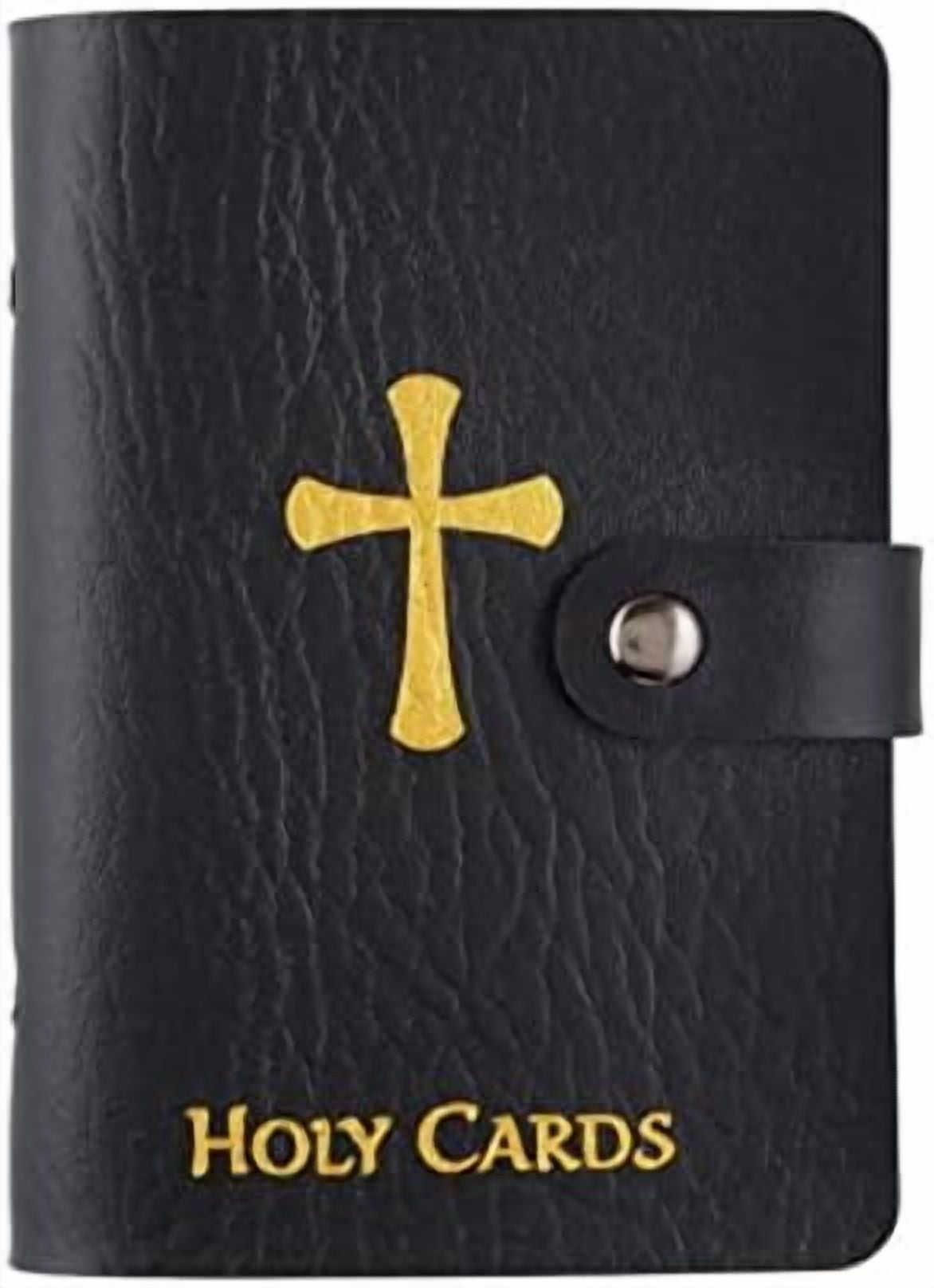 Prayer Card Holder Faux Leather Holy Card Organizer for Religious ...