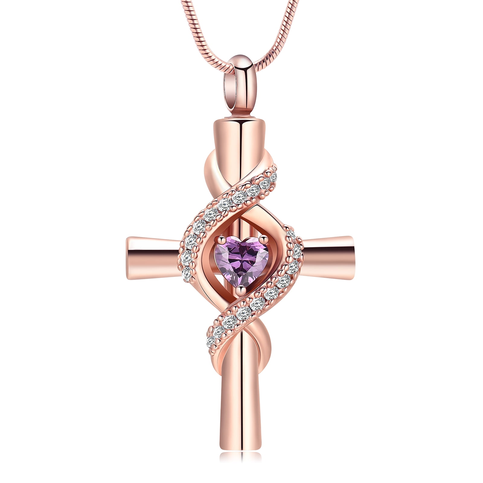 Prayer Cross with Crystal Heart Cremation Jewelry for Ashes Urn ...