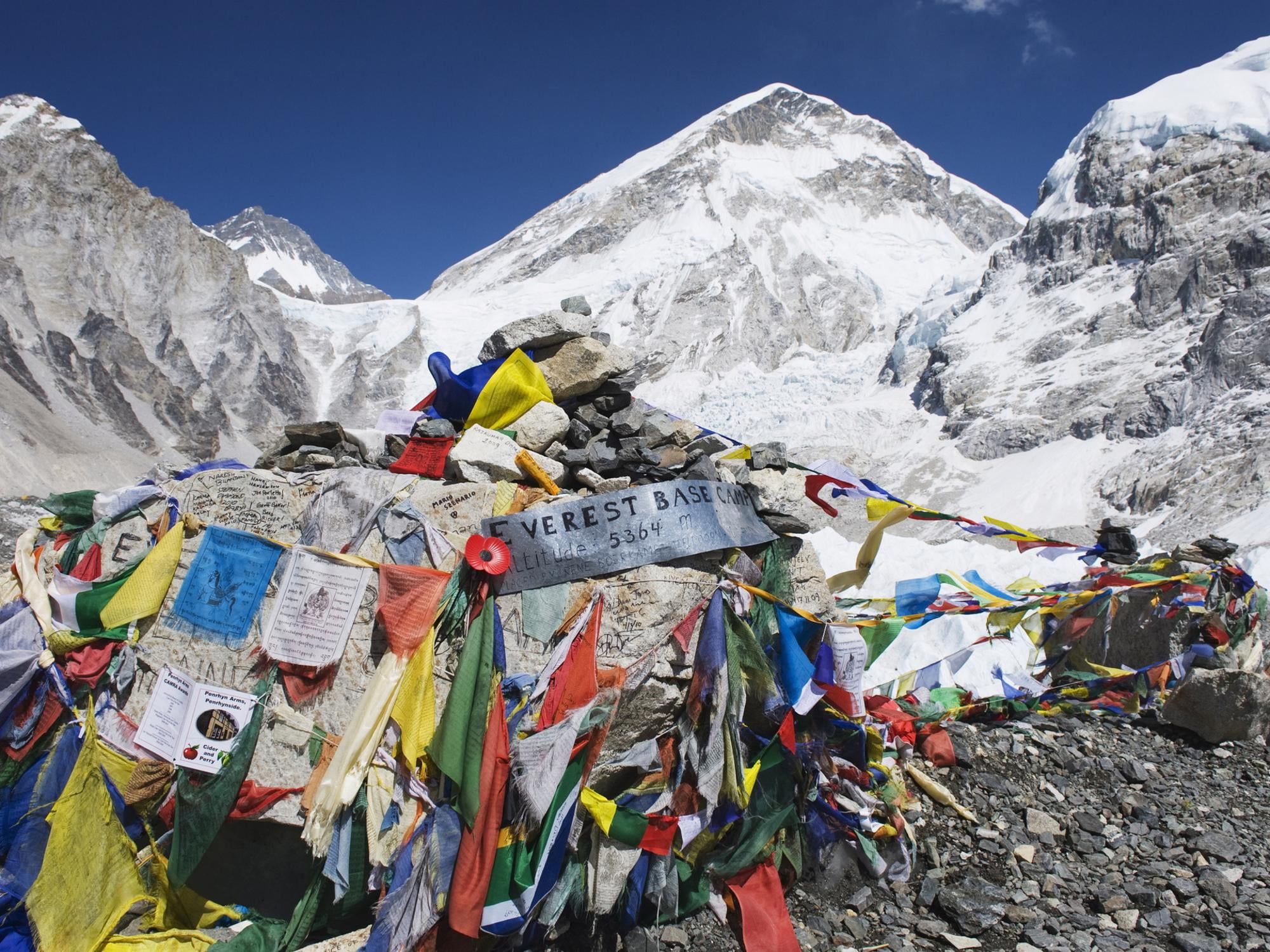 Art.com Prayer Flags at the Everest Base Camp Sign, Sagarmatha National ...