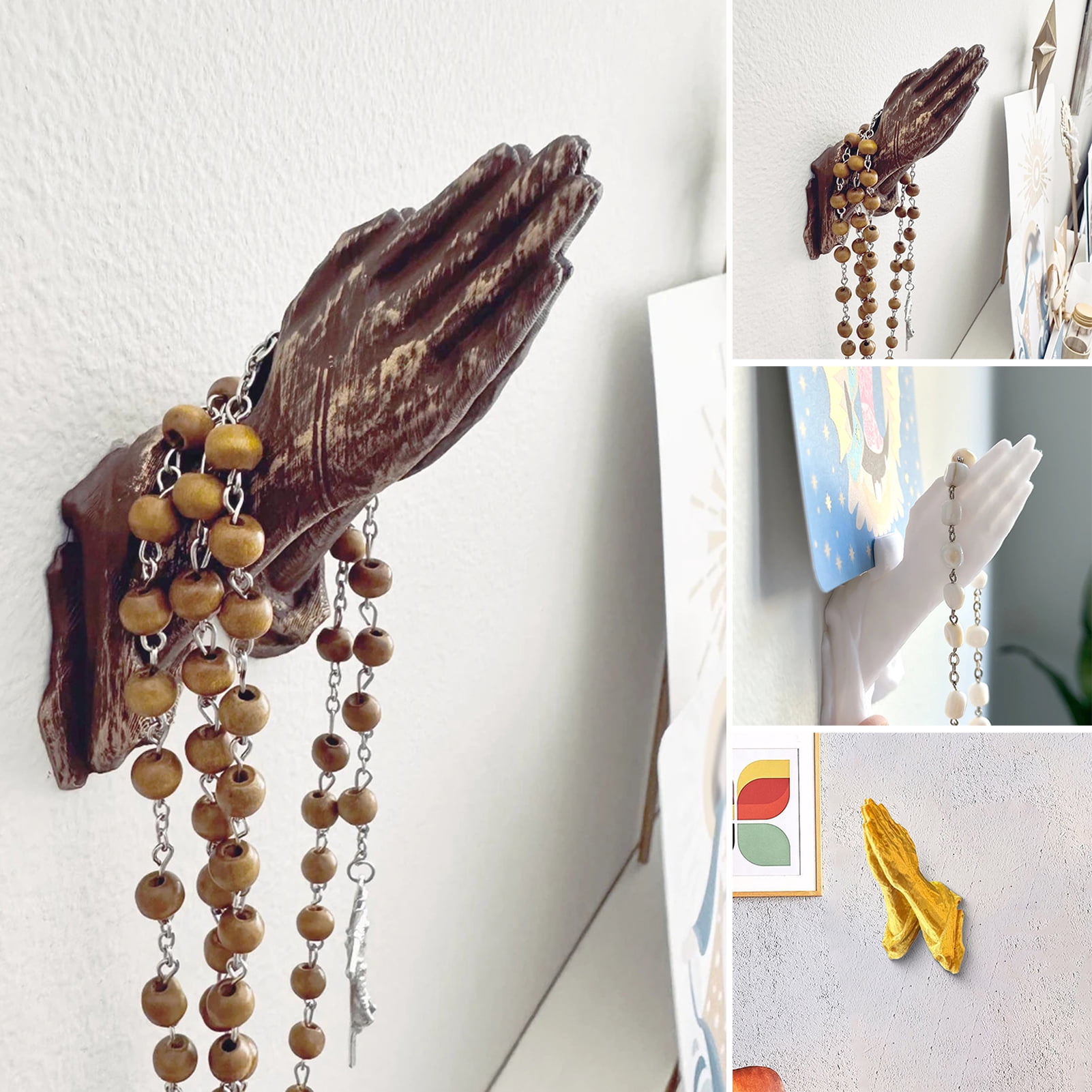 Prayer Hand Figurine Wall Mount Artistic Resin Home Decor Statue ...