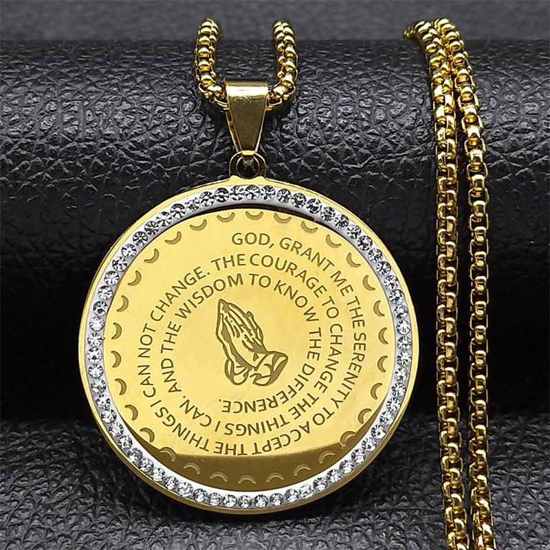 Prayer Hand The Lord's Prayer God Cross Bible Spainsh Verse Ncklace for ...