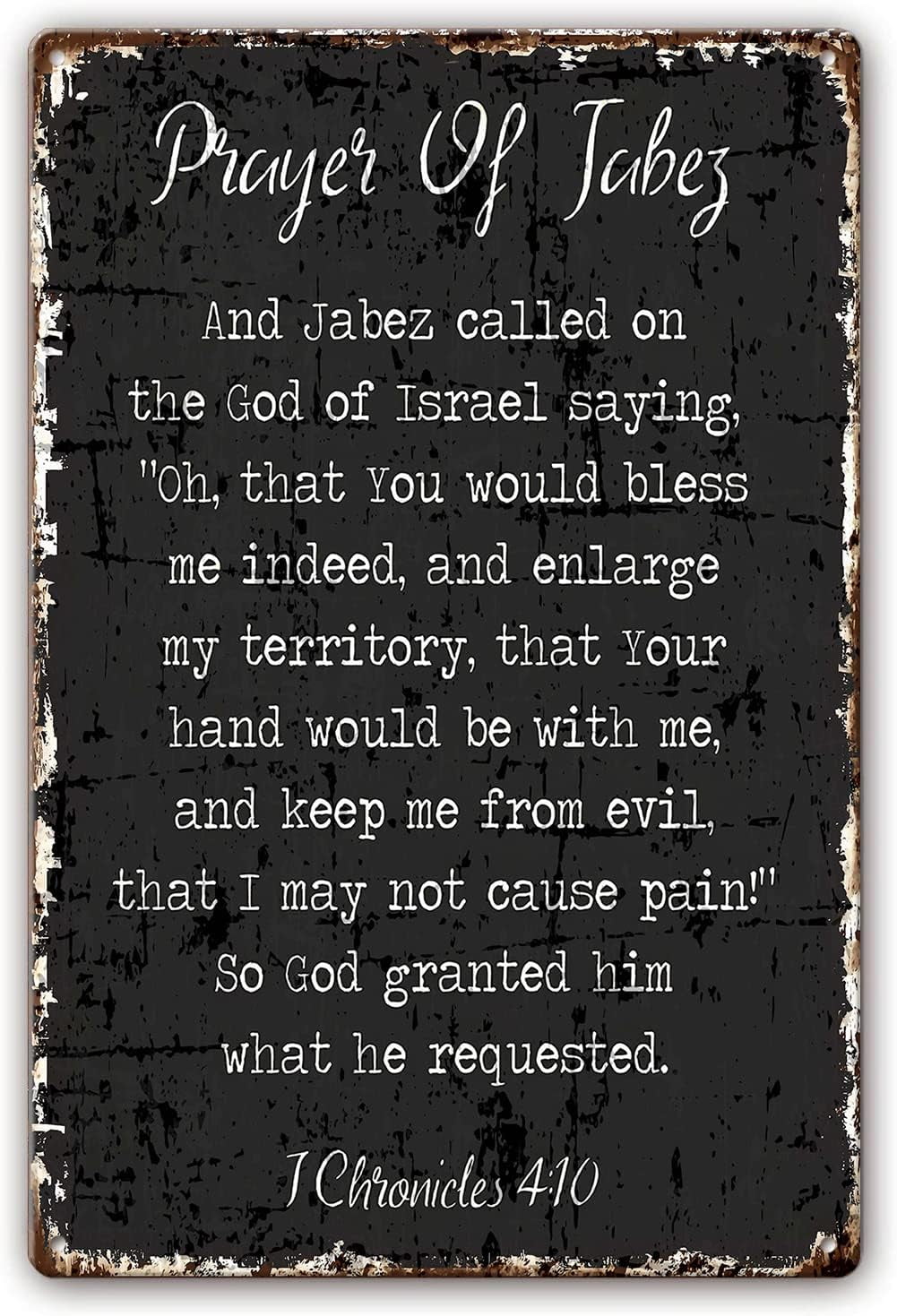 Prayer of Jabez Poster 1 Chronicles 4 10 Bible Verse Wall Art Metal Tin ...