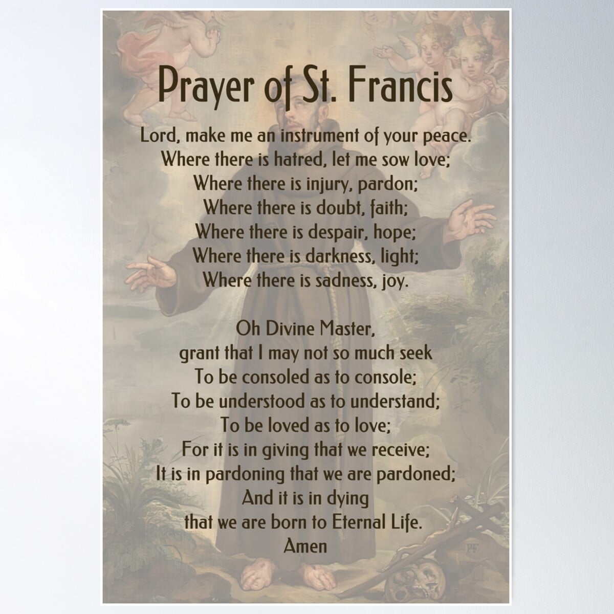 Prayer Of St Francis Of Assisi Poster Wall Art, Modern Wall Decor For ...