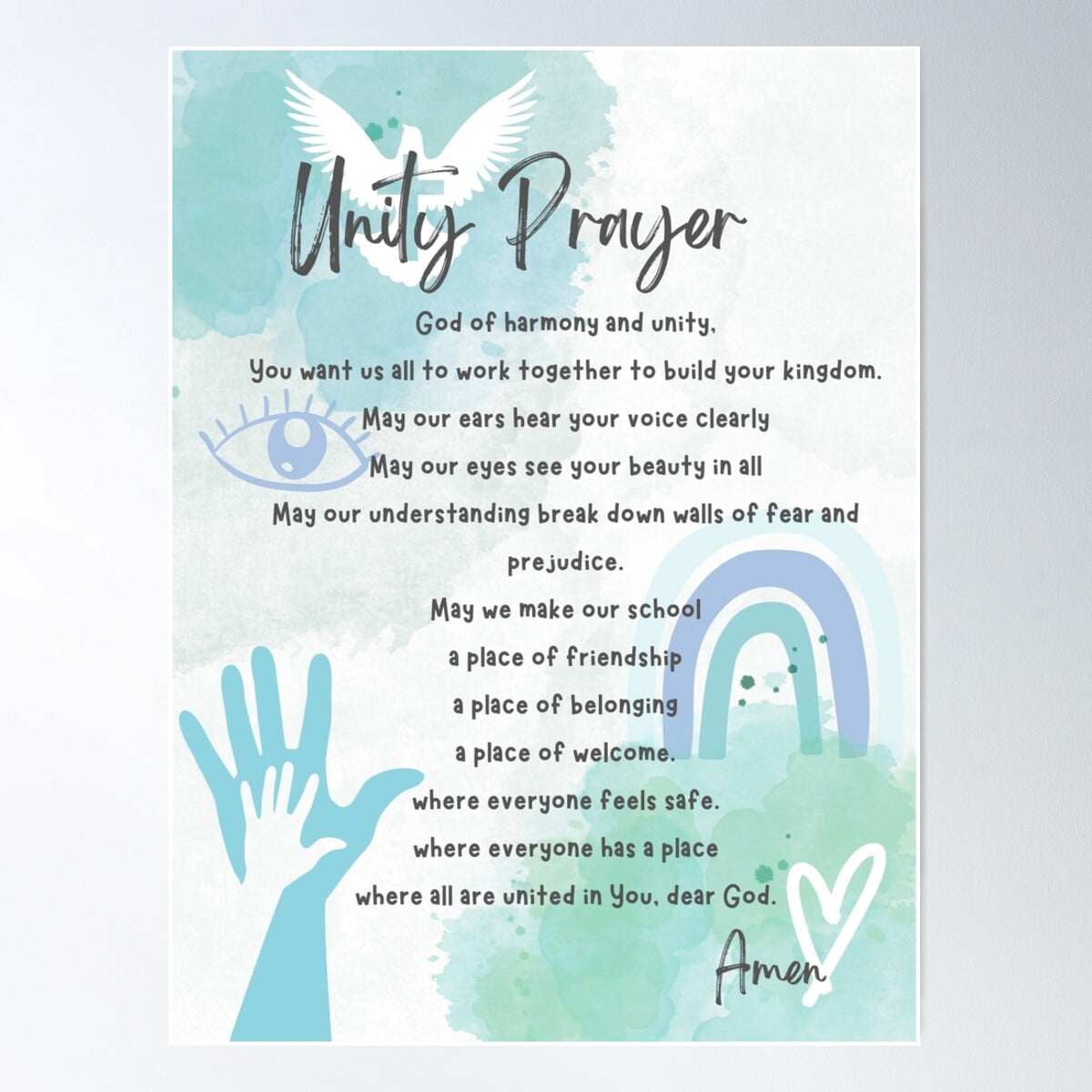 Prayer Of Unity Poster Wall Art, Modern Wall Decor For Living Room ...