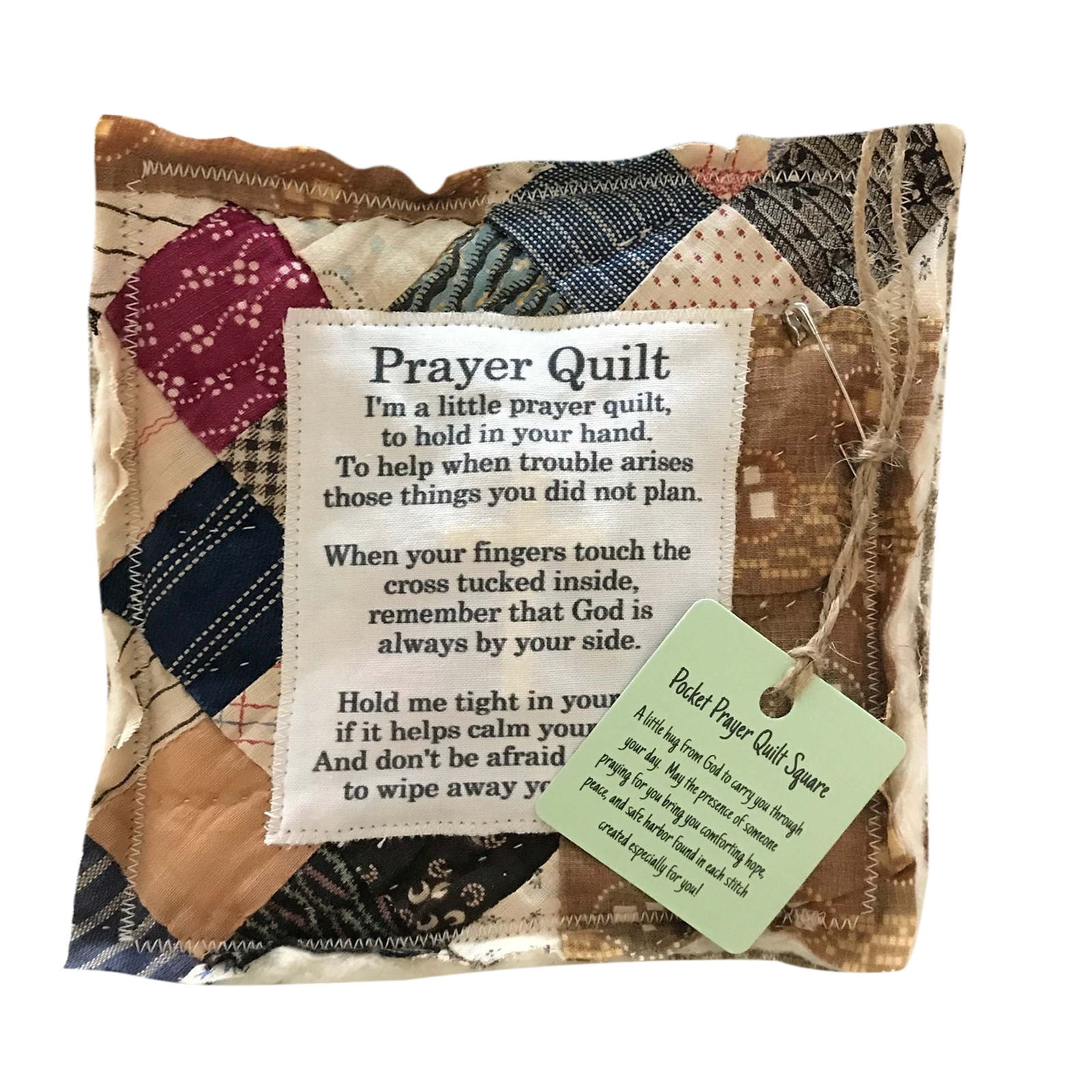 Prayer Quilt with Cross Inside 3.9"x3.9"Handmade Sew Individually ...