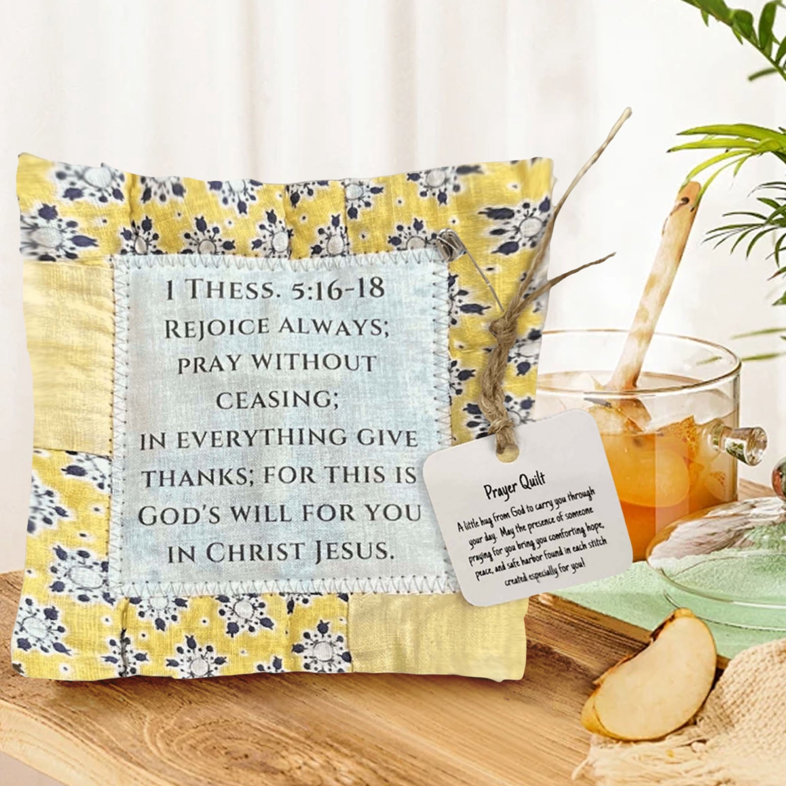 Prayer Quilt with Cross Inside, Pocket Prayer Quilt Squares with Wooden ...