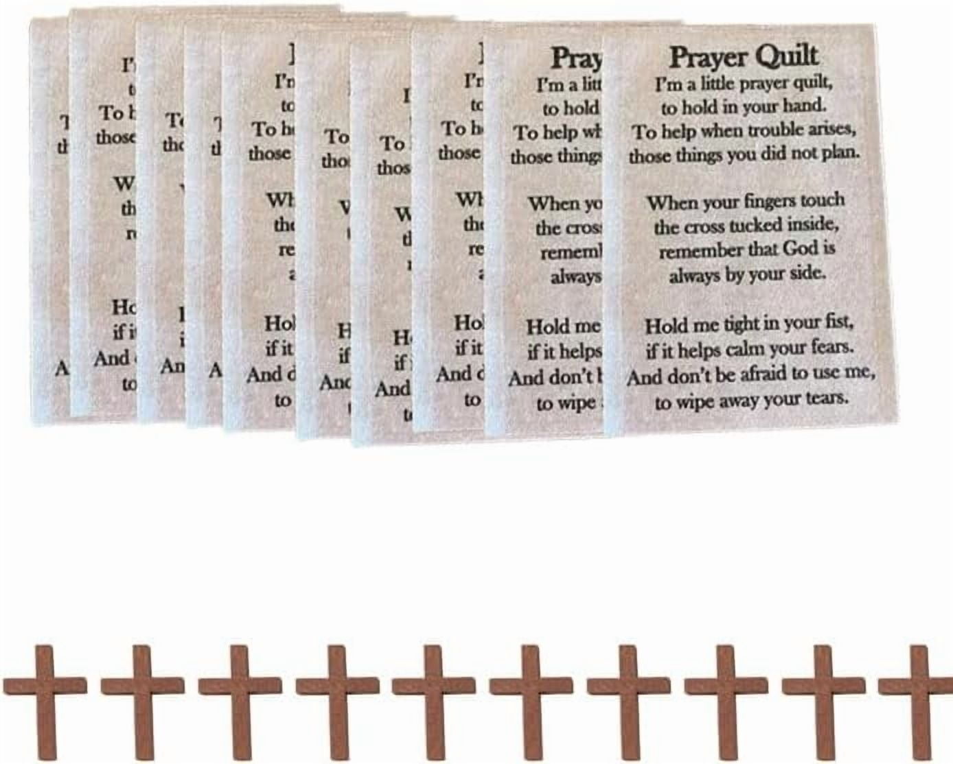 Prayer Quilt Text Panel, Christian Sewing Fabric Squares with Crosses ...