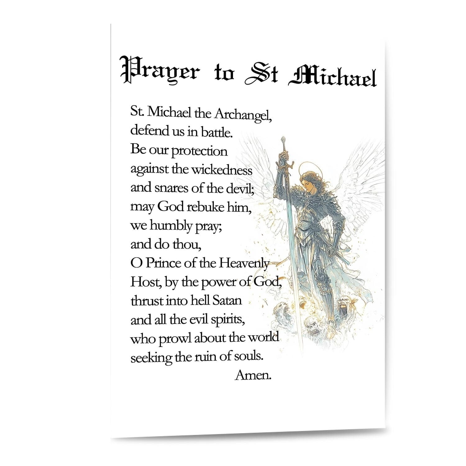 Prayer to St Michael the Archangel Christian Canvas Wall Art Print ...