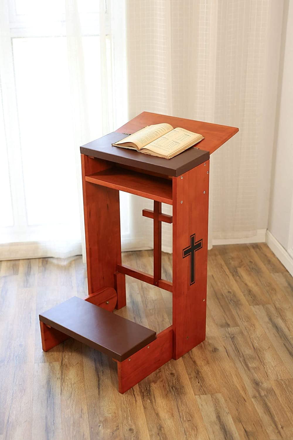 Prayer Stool Table Chair Padded Kneeler Shelf Folding Wooden Church for ...