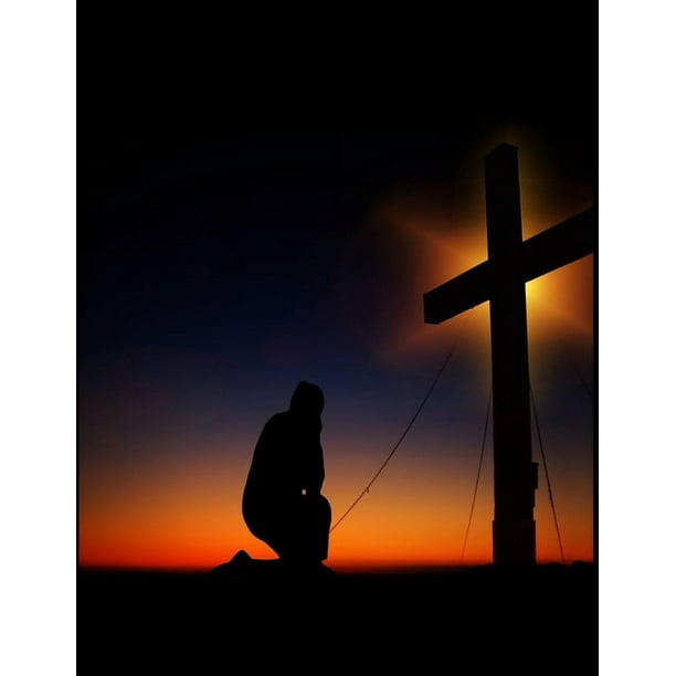 Prayer at the Cross Christian Inspirational Notebook: 100 Pages 8.5" X ...