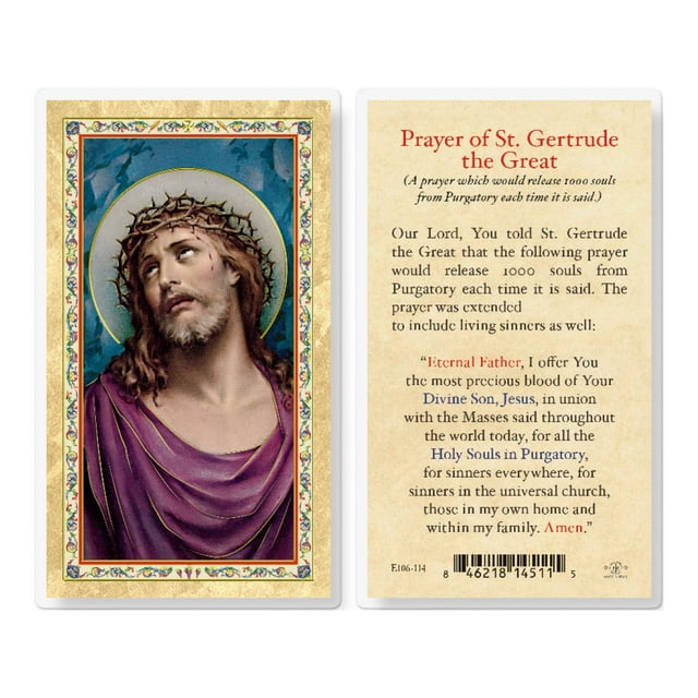Prayer for Souls in Purgatory Gold-Stamped Laminated Catholic Prayer Holy Card with Prayer on ...