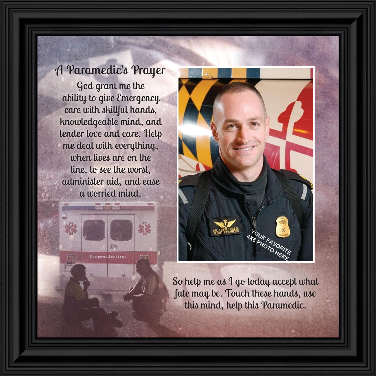 Prayer for the Paramedic Framed Poem, First Responders Gift, EMS, EMT ...