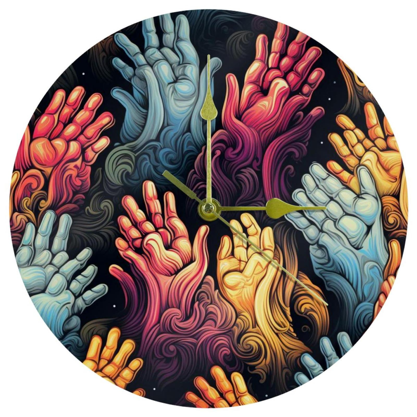 Prayer hands 9.8 Inches Round Acrylic Wall Clock, Silent Non Ticking ...