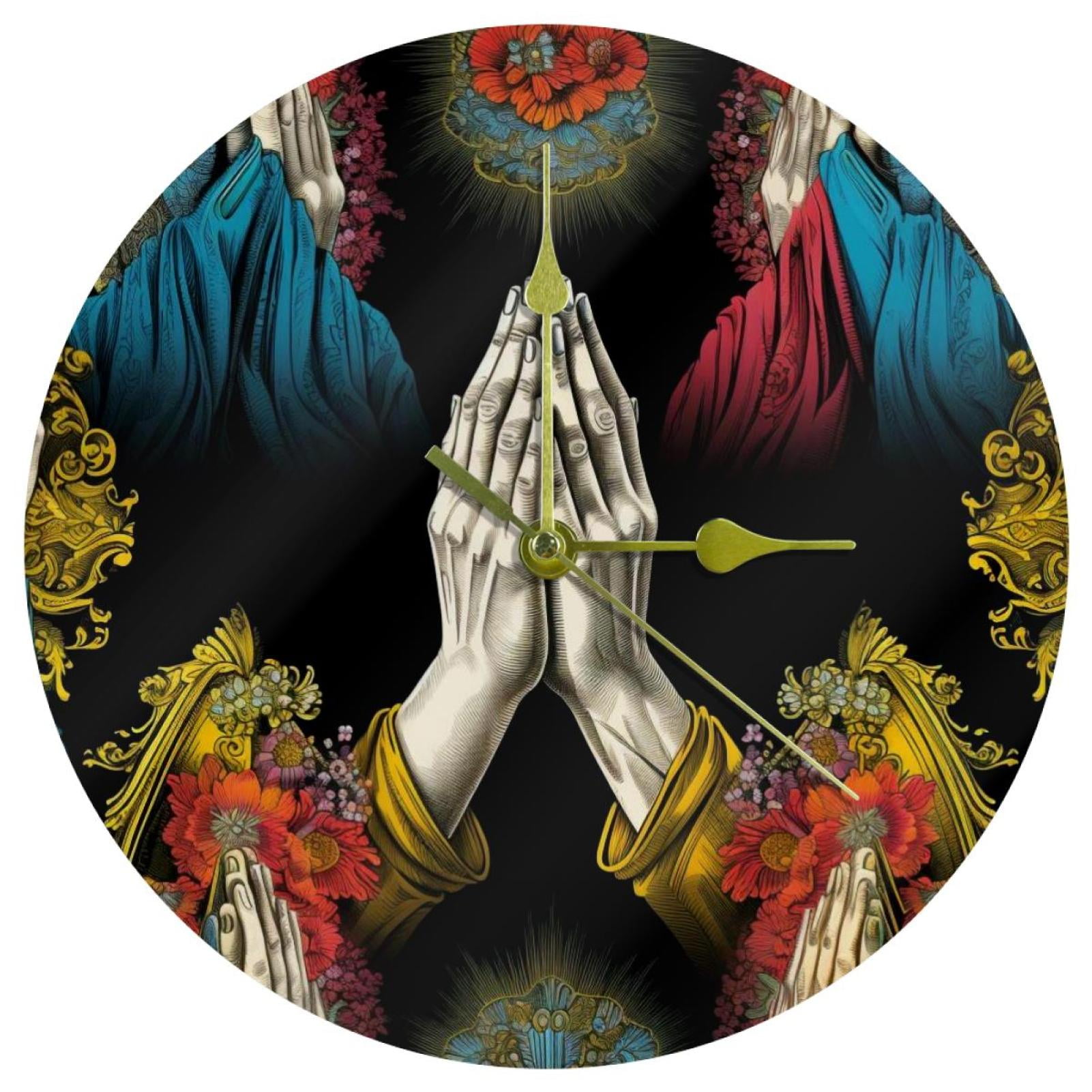 Prayer hands Acrylic Circular Wall Clock - Stylish and Durable ...