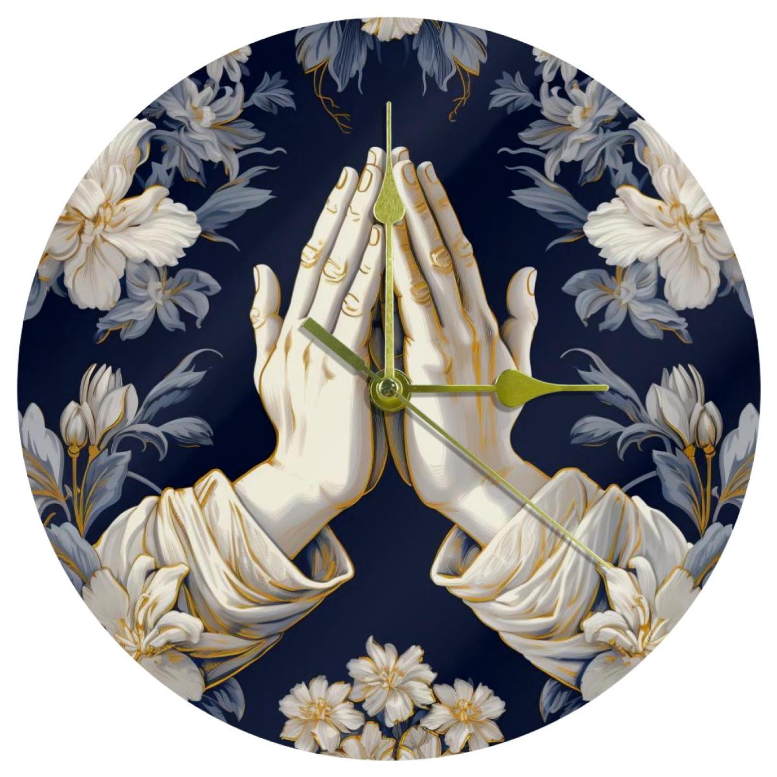 Prayer hands Circular Acrylic Wall Clock for Modern Décor - Silent ...