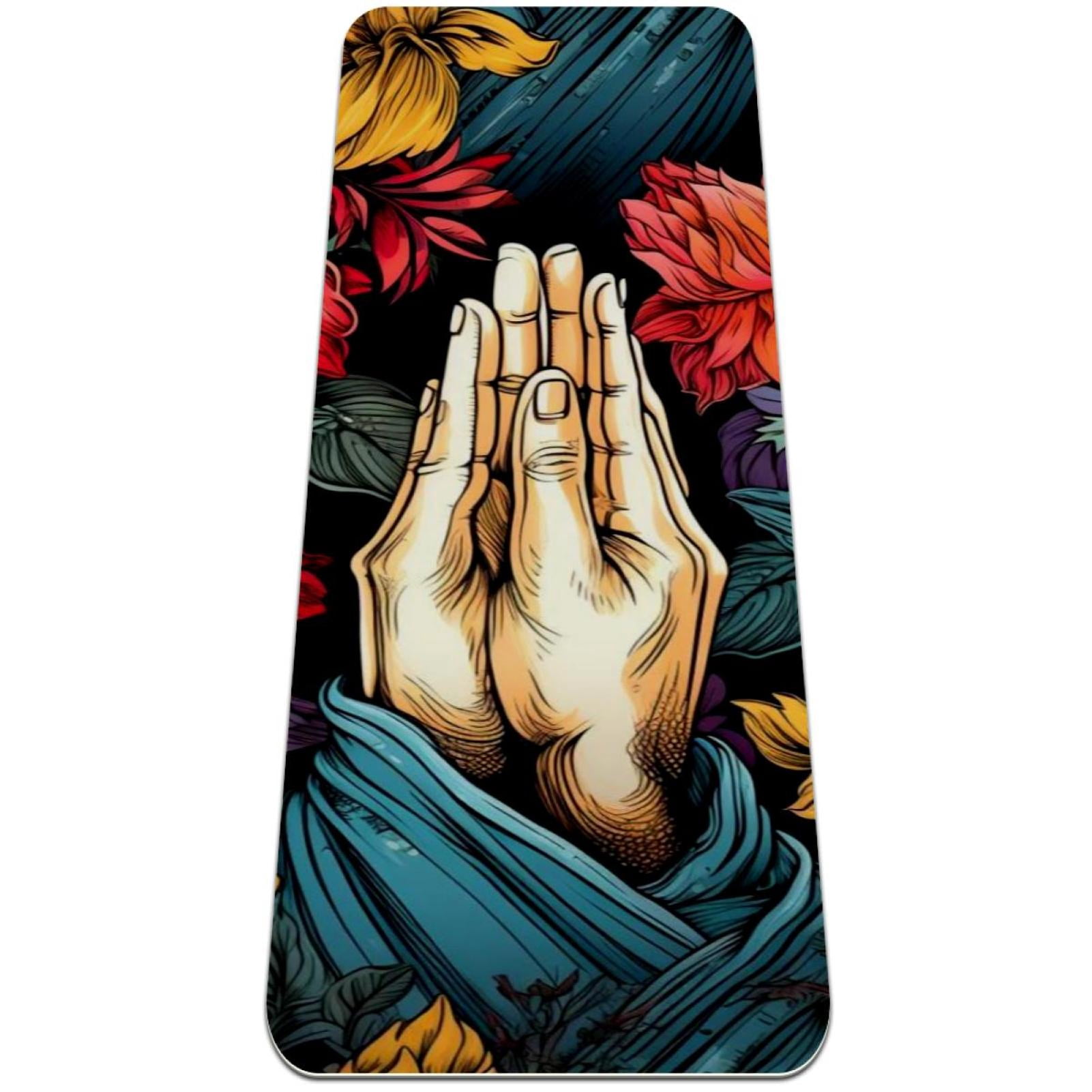 Prayer hands TPE Yoga Mat - Exercise Mat for Yoga, Pilates, and Fitness ...