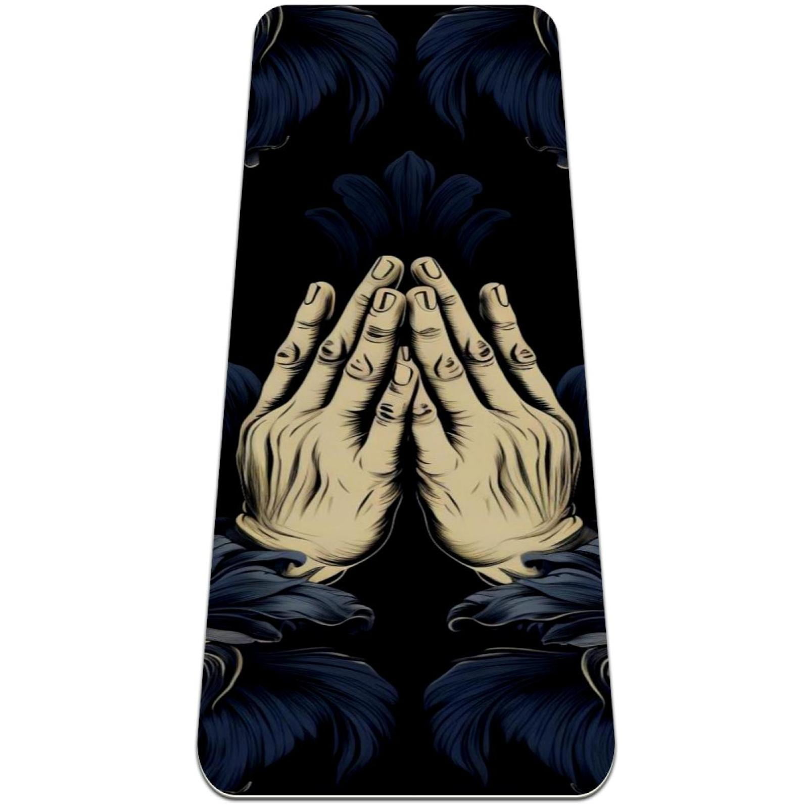 Prayer hands TPE Yoga Mat Pilates Exercise Mat with Carrying Strap ...