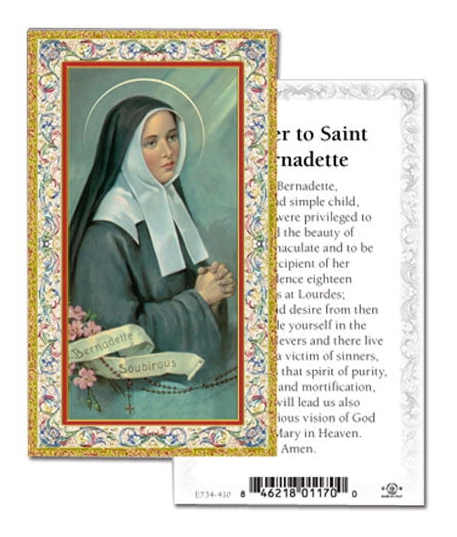 Prayer to Saint Bernadette Gold-Stamped Catholic Prayer Holy Card with Prayer on Back, Pack of ...