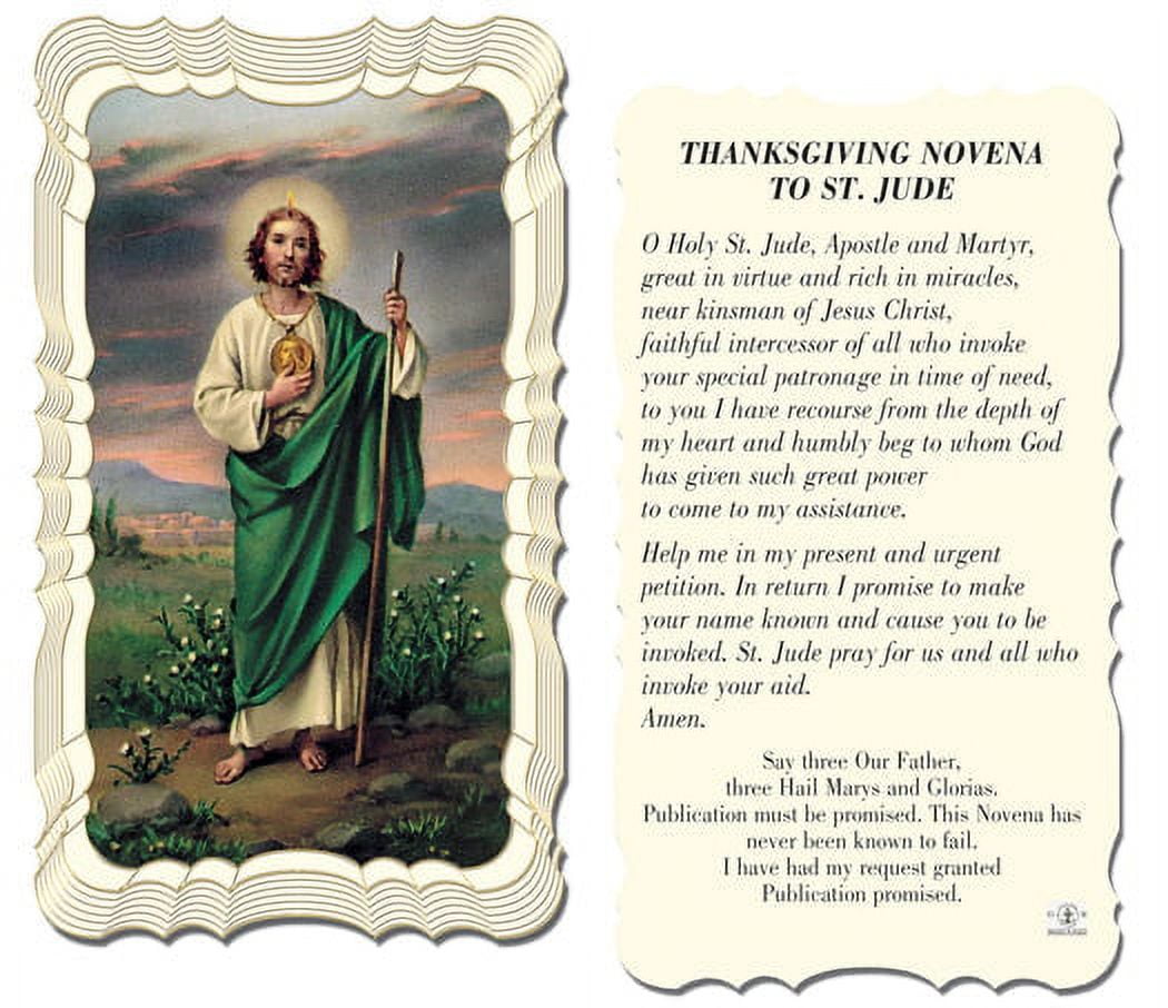 Prayer to Saint Jude Catholic Prayer Holy Card with Prayer on Back ...