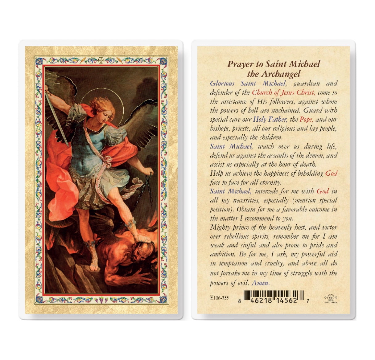 Prayer to St. Michael Catholic Prayer Holy Card with Prayer on Back ...