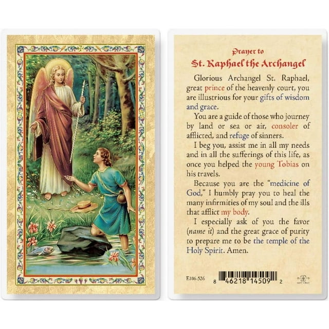 Prayer to St. Raphael The Archangel Gold Stamped Laminated Holy Cards ...