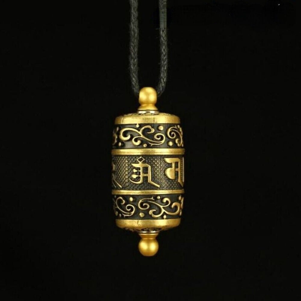 Prayer wheel Shurangama Mantra men amulet lucky Copper Gawu box pendant ...