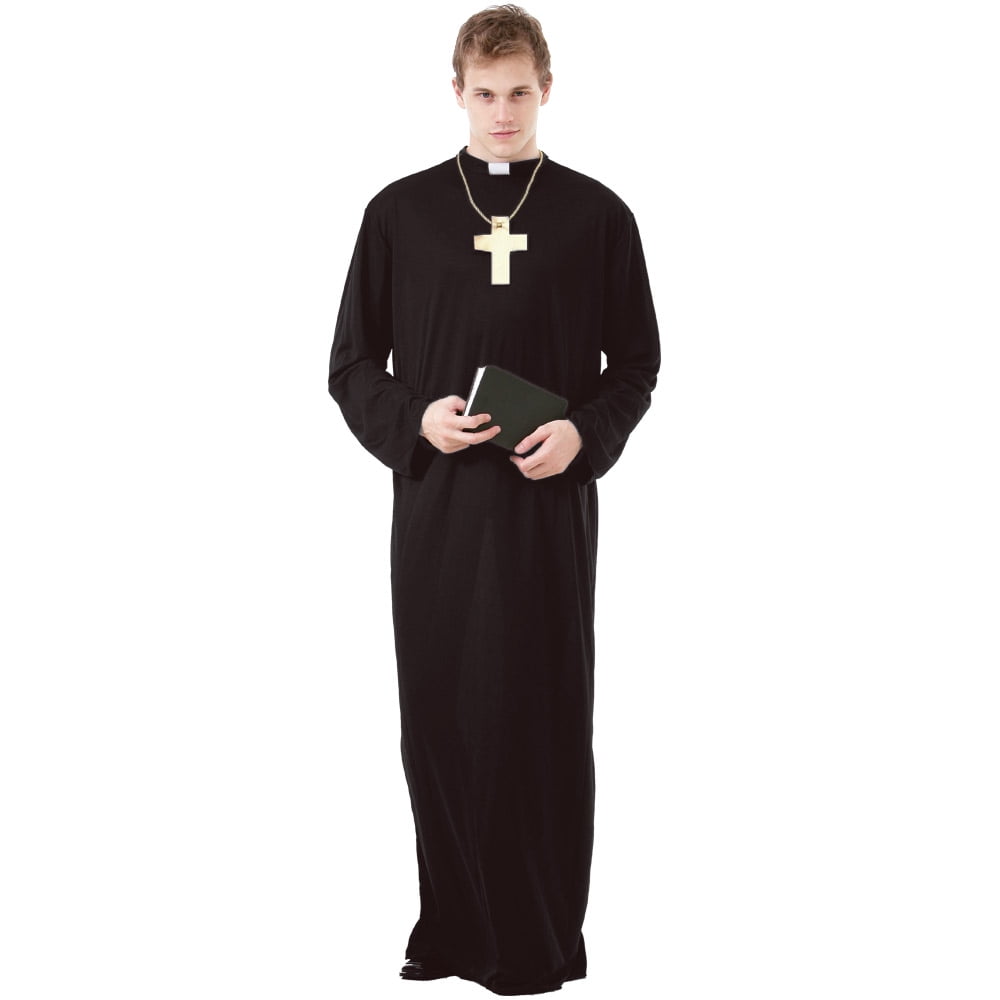 Prayerful Priest Men’s Halloween Costume - Holy Monk Pastor Robes, L ...