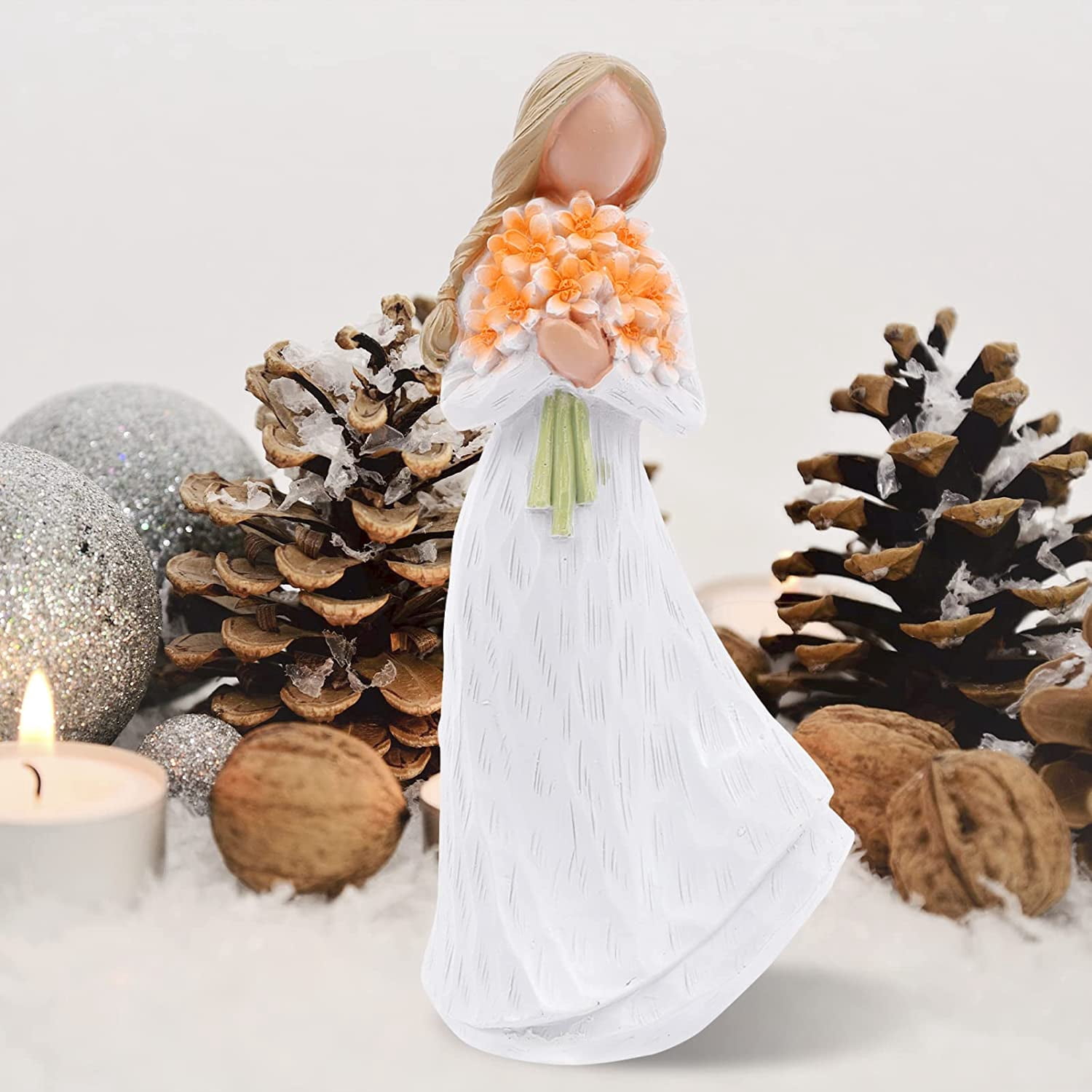 Praying Angel Flower Hand Carved Sculpture Ornaments with Gift Box ...