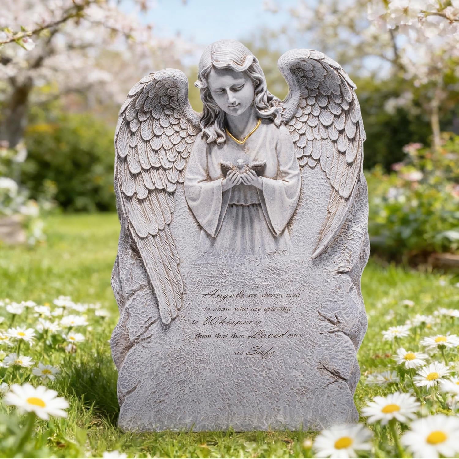 Praying Angel Garden Statue, Outdoor Memorial Angel Figurine for Garden ...