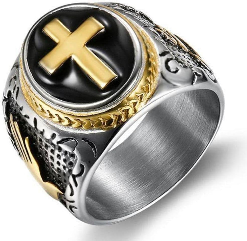 Praying Hand Cross Ring- Christian Lord's Prayer Ring for Men ...