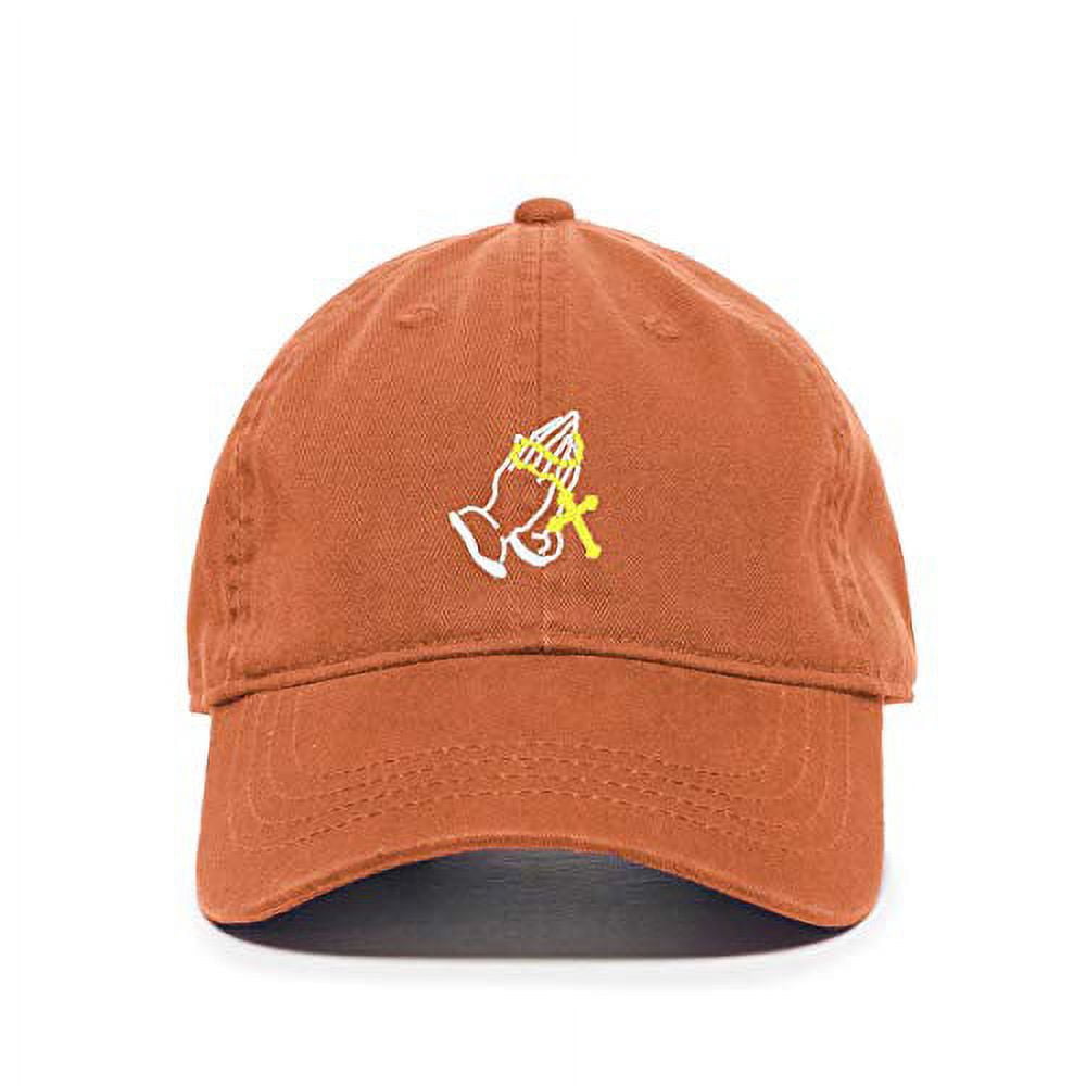 Praying Hands Baseball Cap Embroidered Cotton Adjustable Dad Hat Orange ...