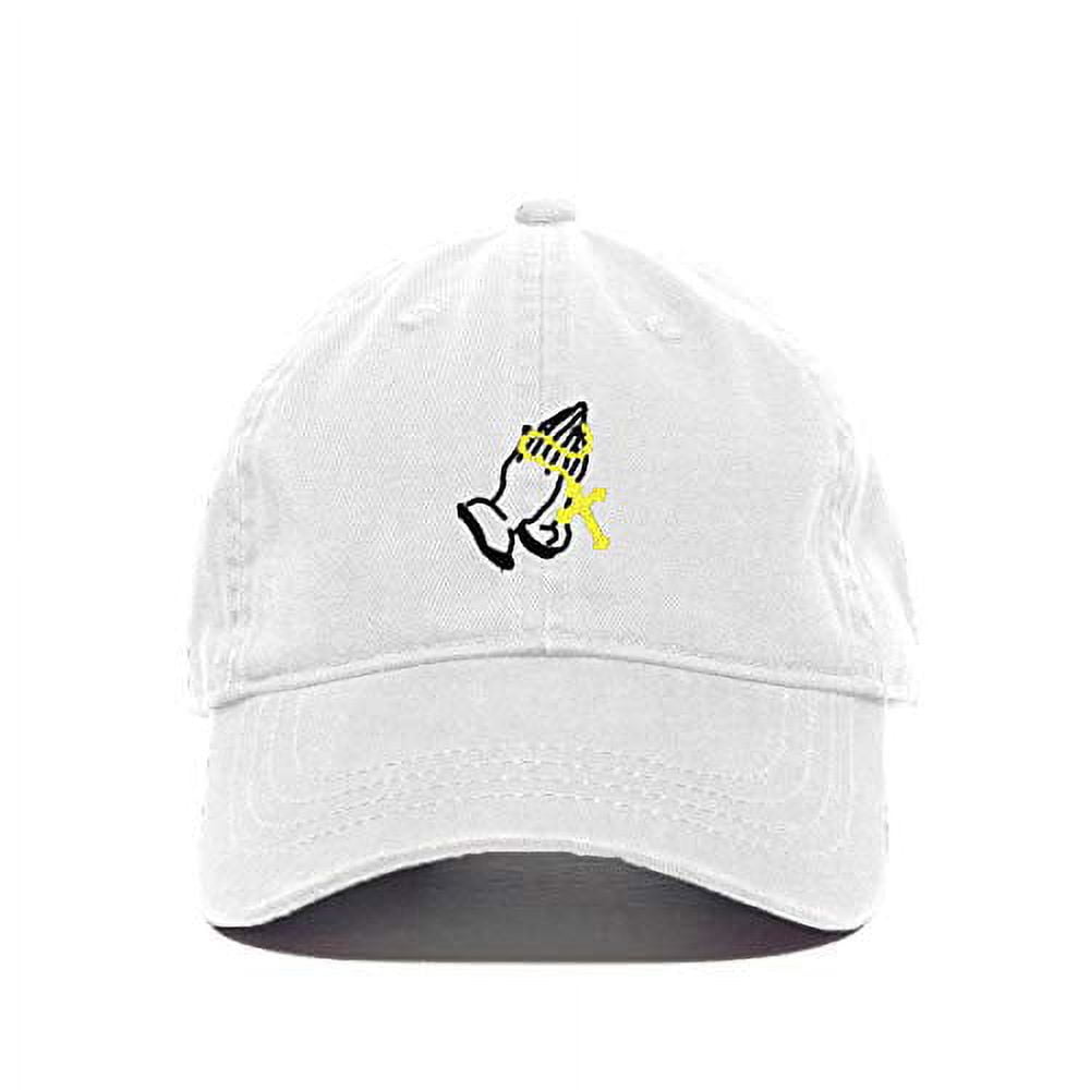 Praying Hands Baseball Cap Embroidered Cotton Adjustable Dad Hat White ...