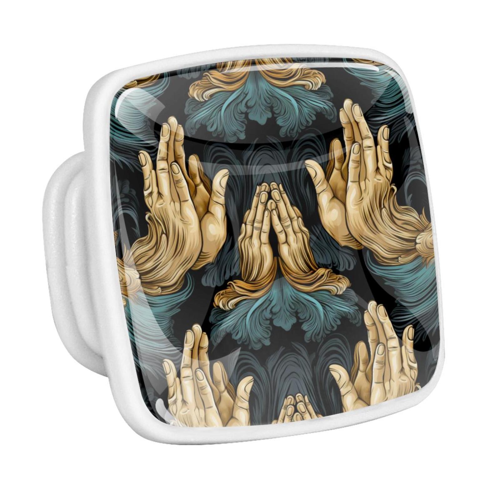 Praying Hands Fluorescent Drawer Pulls with Screws Square 4-Pack Glow ...