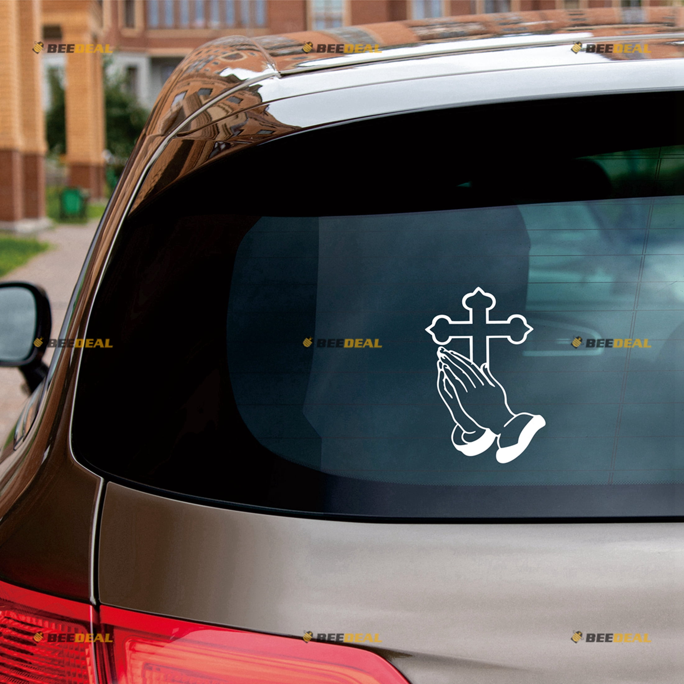 Praying Hands Jesus Cross Sticker Decal Vinyl God Christian - 2 Pack ...