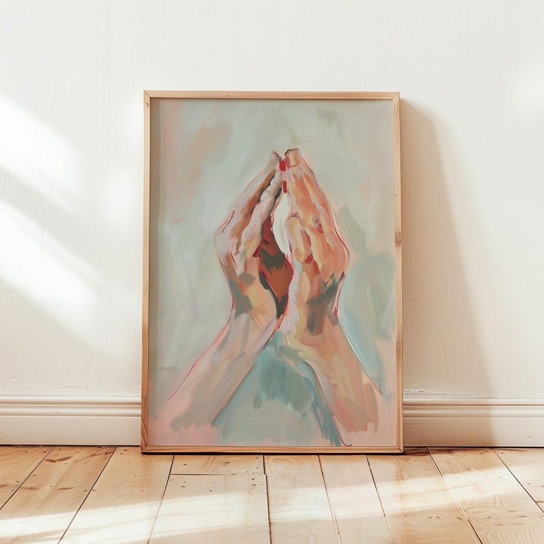 Praying Hands Modern Christian Art Prints Trendy Oil Painting Wall ...