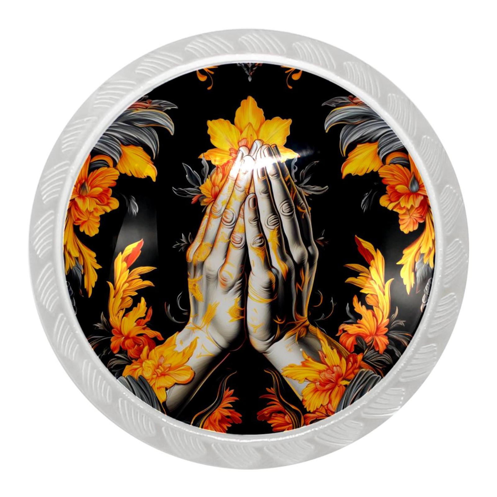 Praying Hands Pattern 4 PCS Cabinet Knob Drawer Knob Cabinet Hardware ...