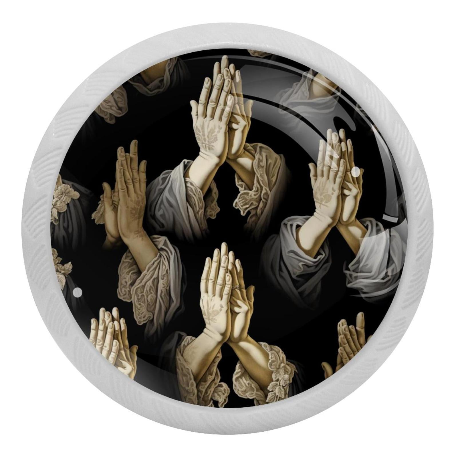 Praying Hands Pattern 4PCS Cabinet Knobs Pulls Fluorescent Drawer ...