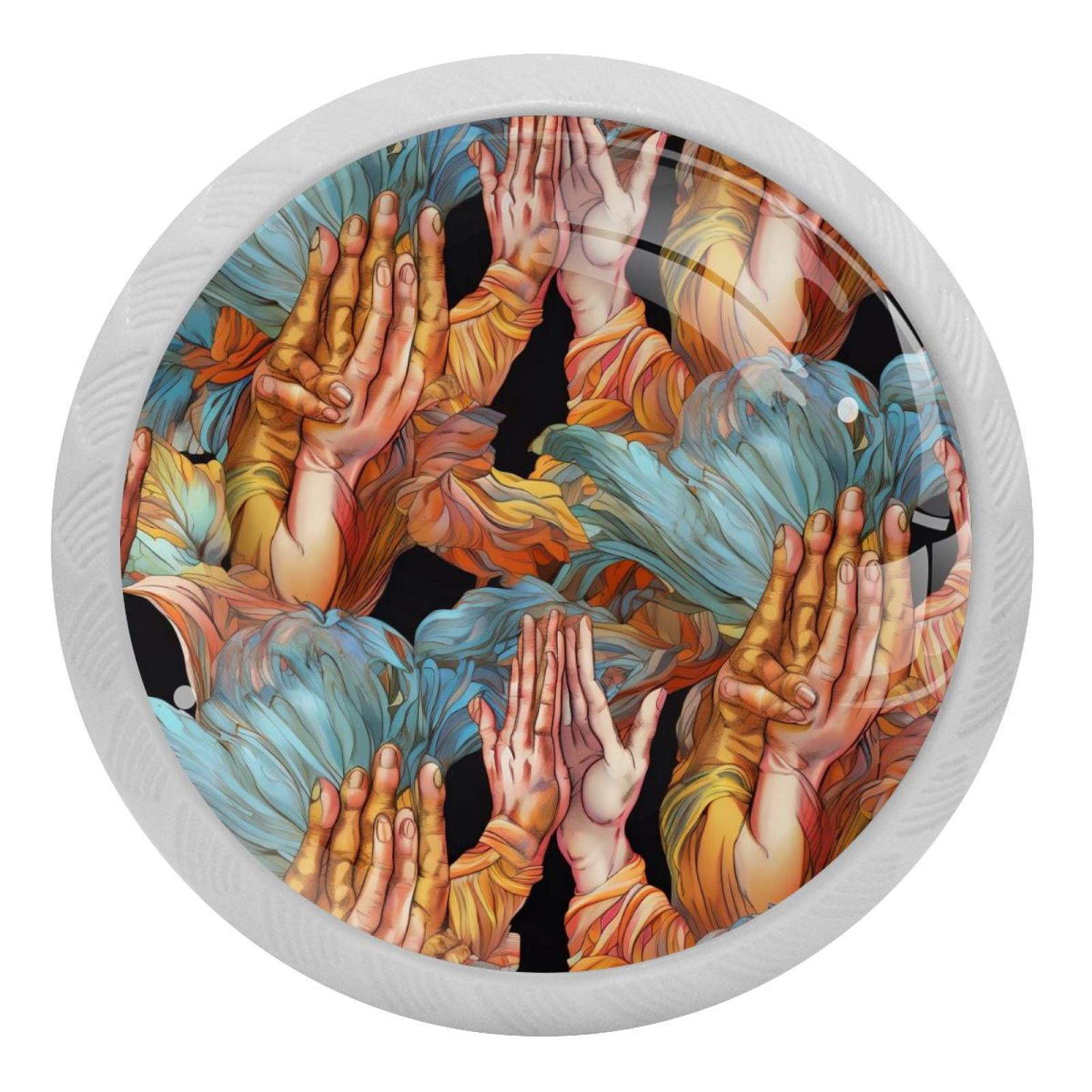 Praying Hands Pattern 4PCS Cabinet Knobs Pulls Fluorescent Drawer ...