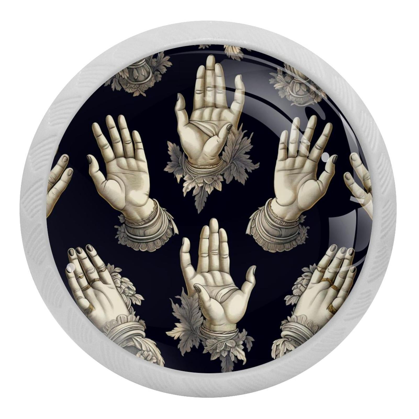 Praying Hands Pattern 4PCS Cabinet Knobs Pulls Fluorescent Drawer ...
