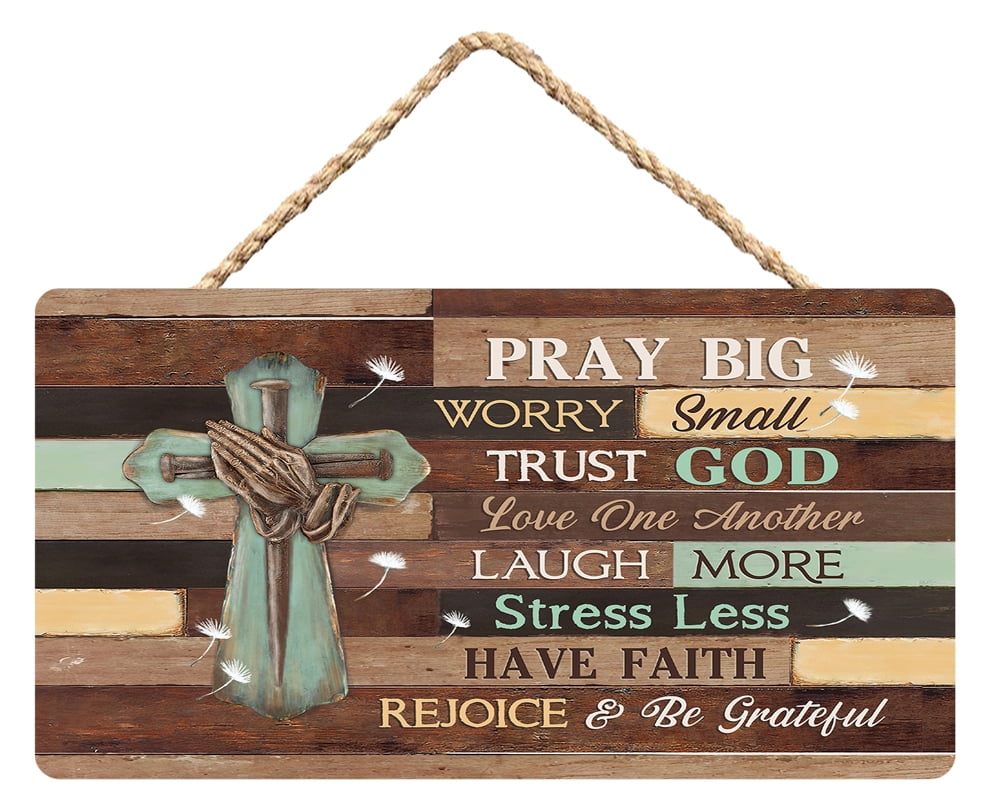 Praying Hands Pray Big Worry Small Trust God Wooden Sign 12 X 6 Inch ...