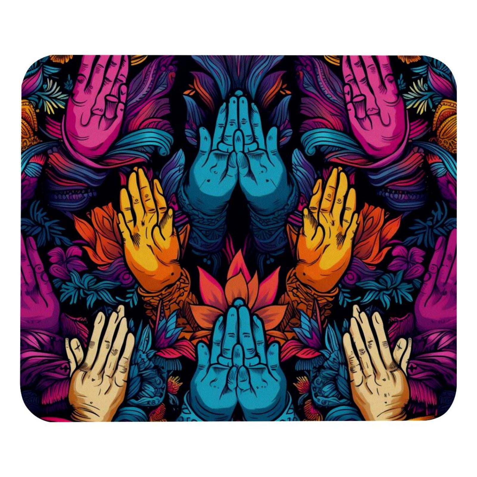 Praying Hands Printed Non-Slip Rubber Bottom Gaming Mouse Pad 8.3x9.8 ...