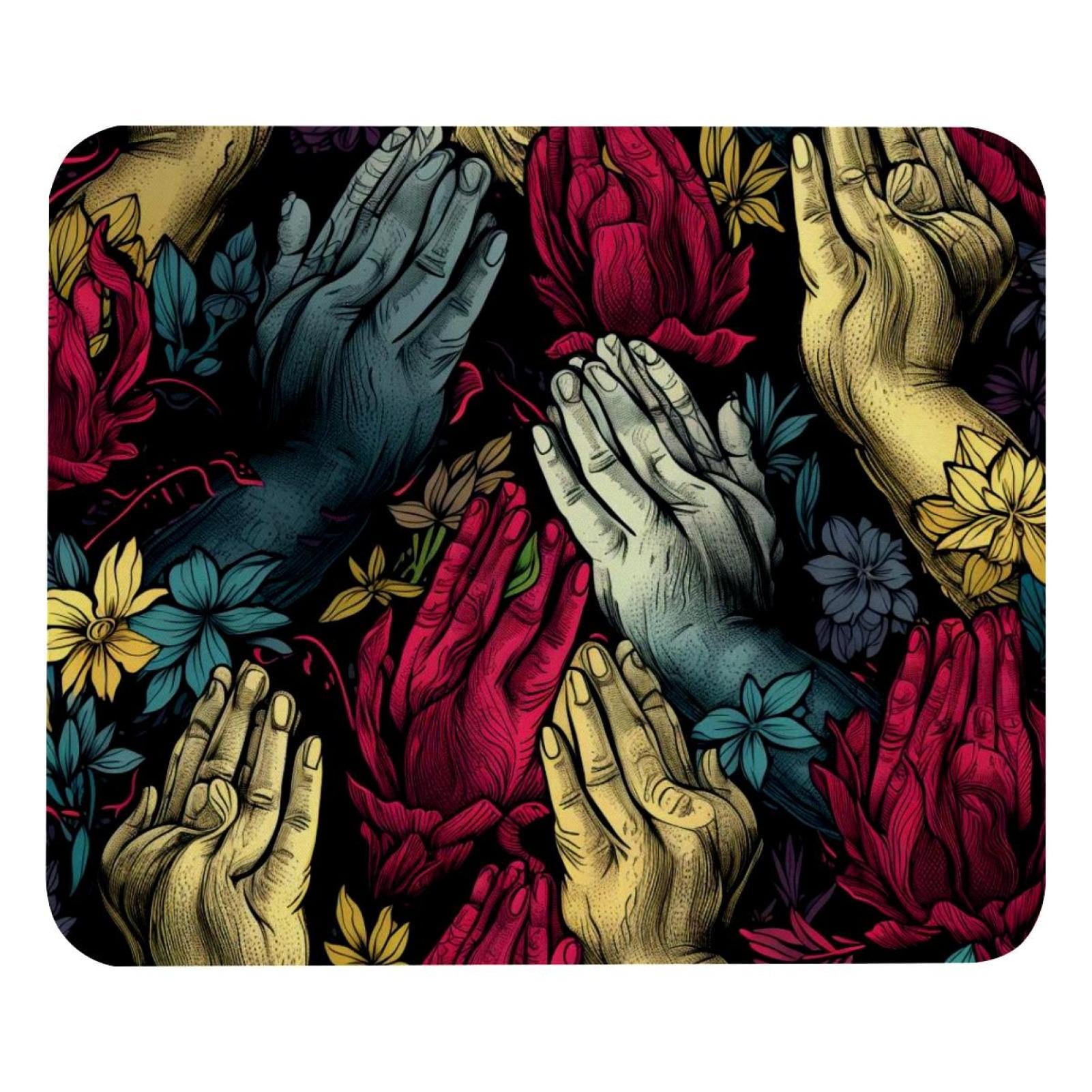 Praying Hands Printed Square Mouse Pad, 8.3x9.8 Inch, Non-Slip Rubber ...