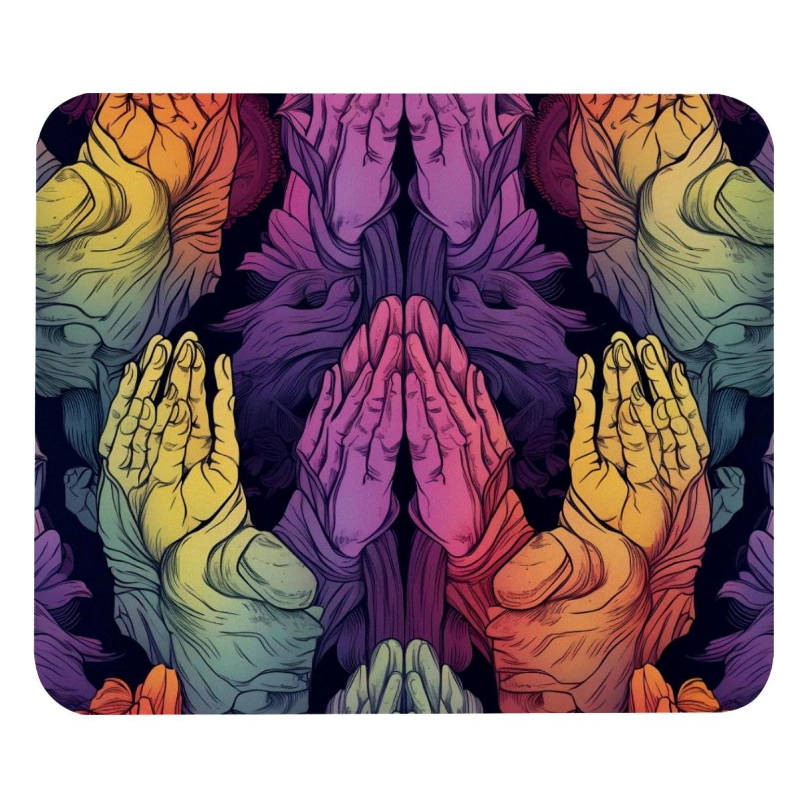 Praying Hands Printed Square Mouse Pad Desk Mat, Non-Slip Rubber Bottom ...
