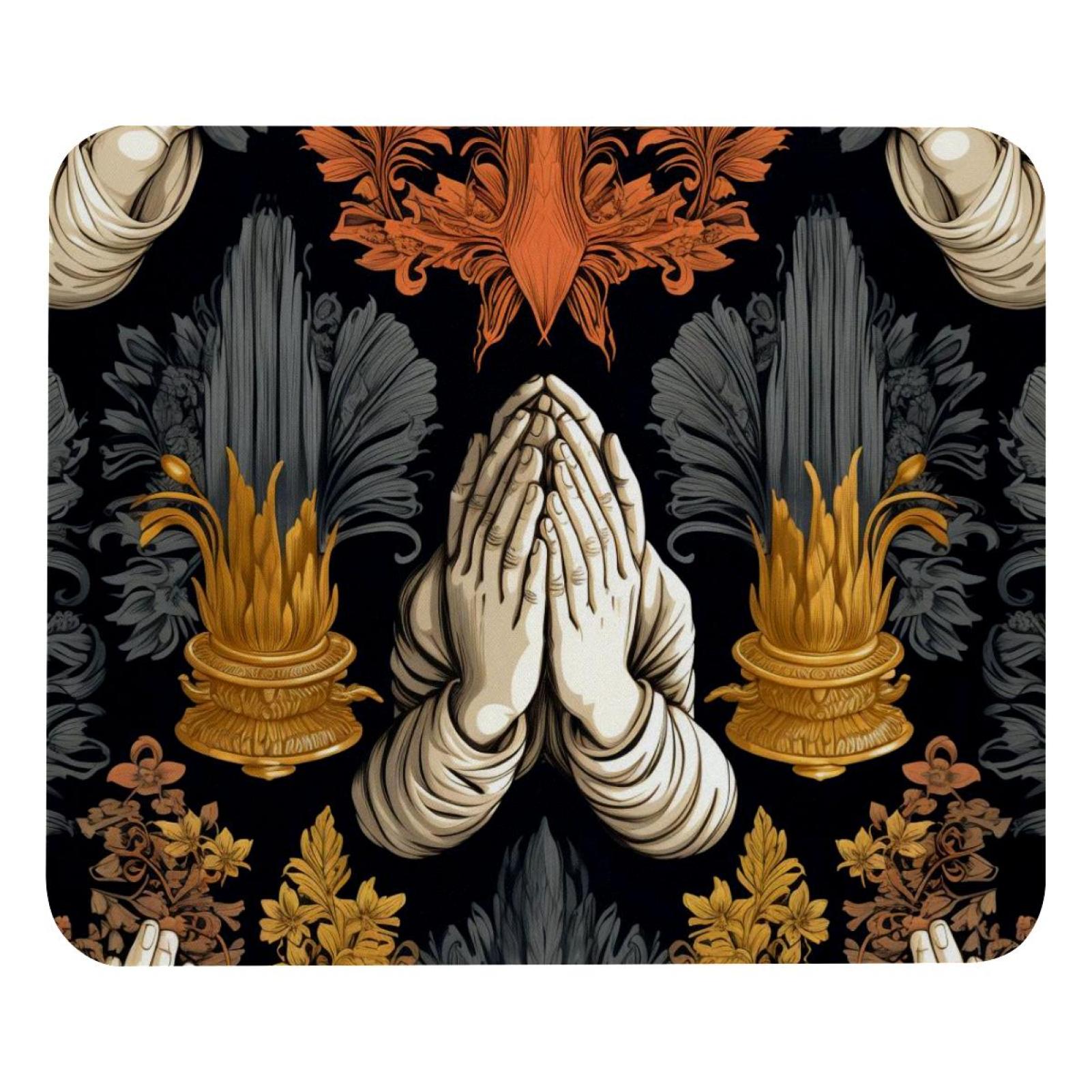 Praying Hands Square Mouse Pad, 8.3x9.8 Inch, Non-Slip Rubber Bottom ...