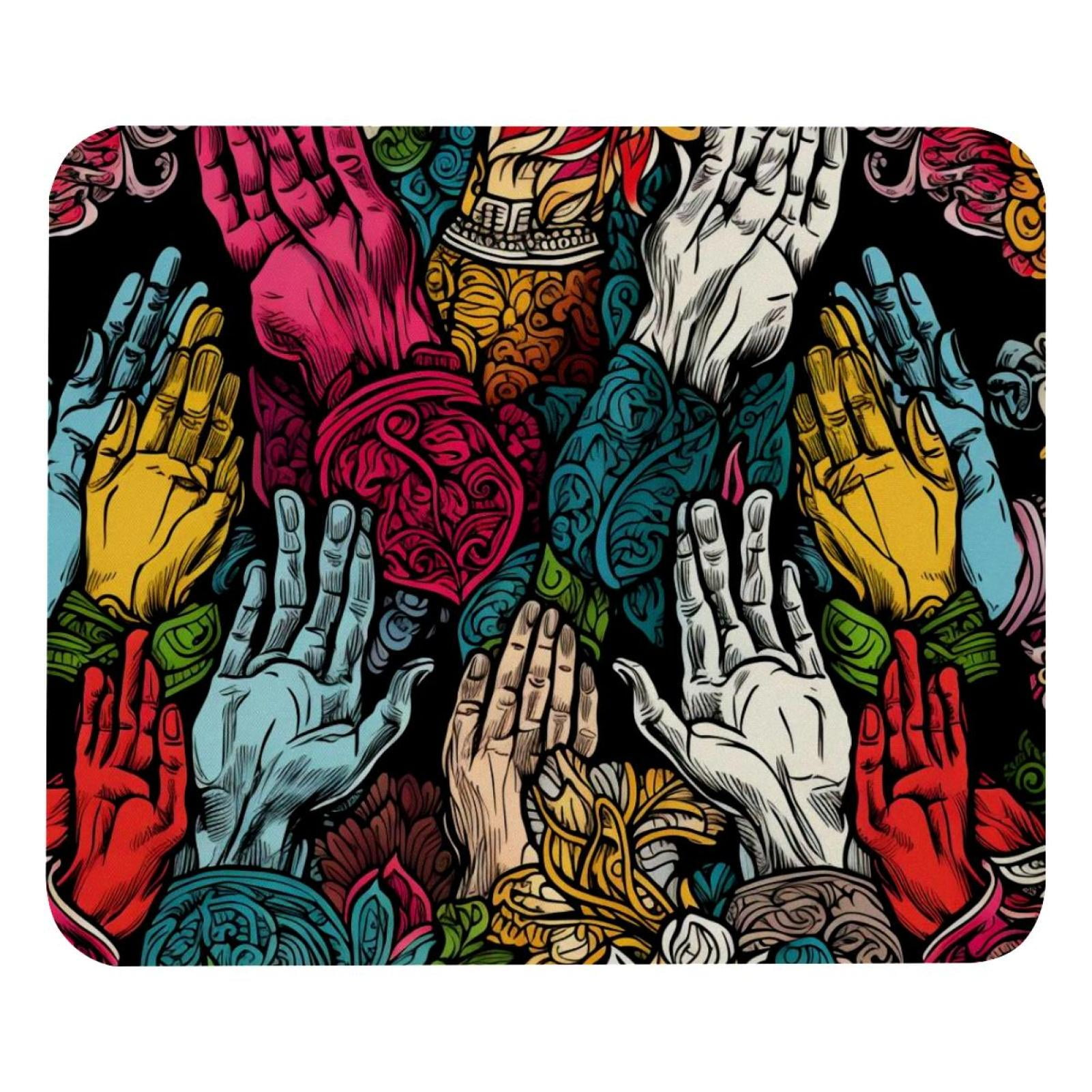 Praying Hands Square Mouse Pad, 8.3x9.8 Inch, Non-Slip Rubber Bottom ...