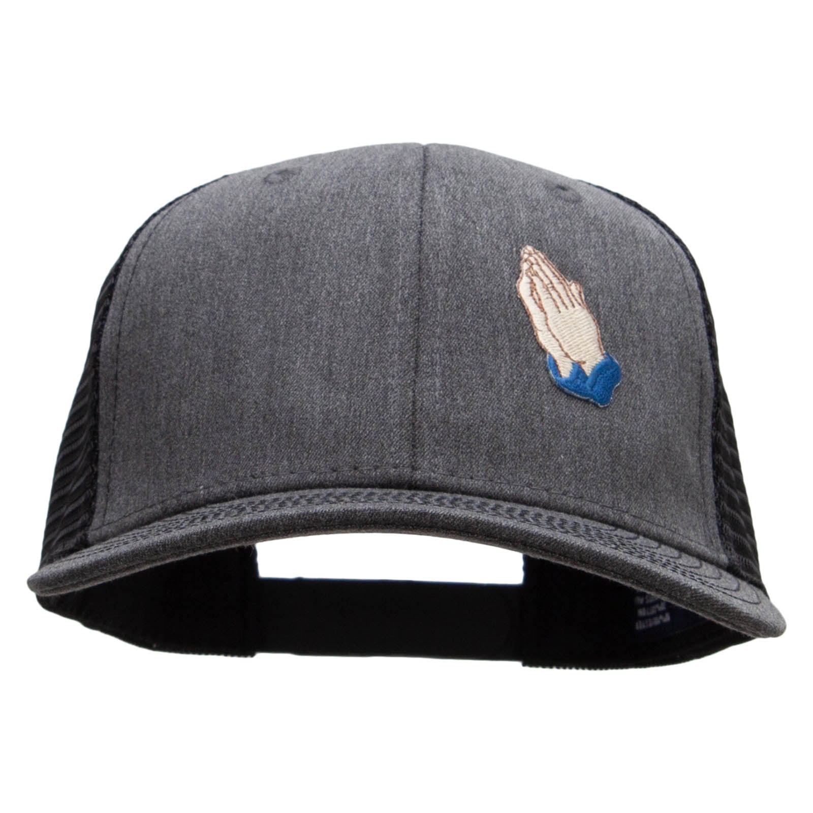 Praying Hands Symbol 6 Panel Structured Deluxe Trucker Cap - Heather ...