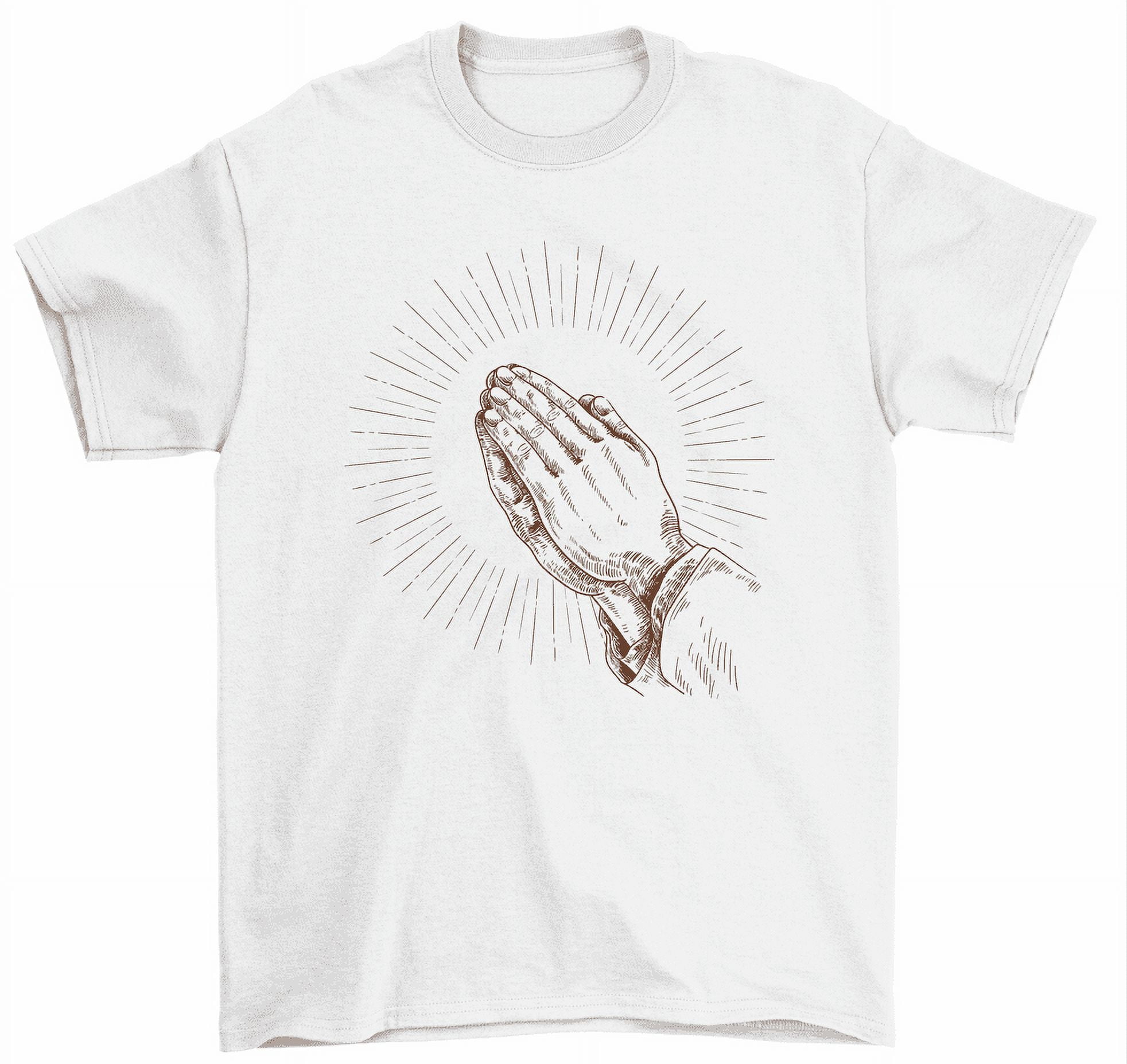 Praying Hands T Shirt Christian Prayer Bible Faith Tee Men Women